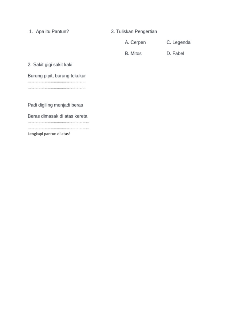 Pengertian dan Contoh Pantun | PDF