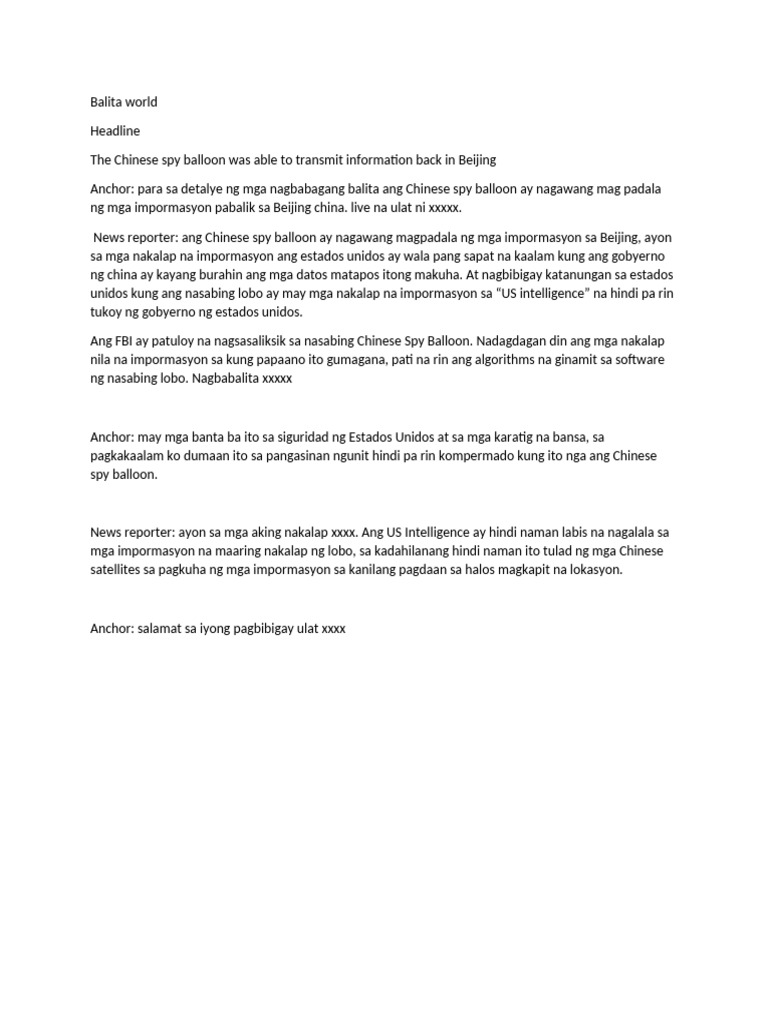 Balita World | PDF