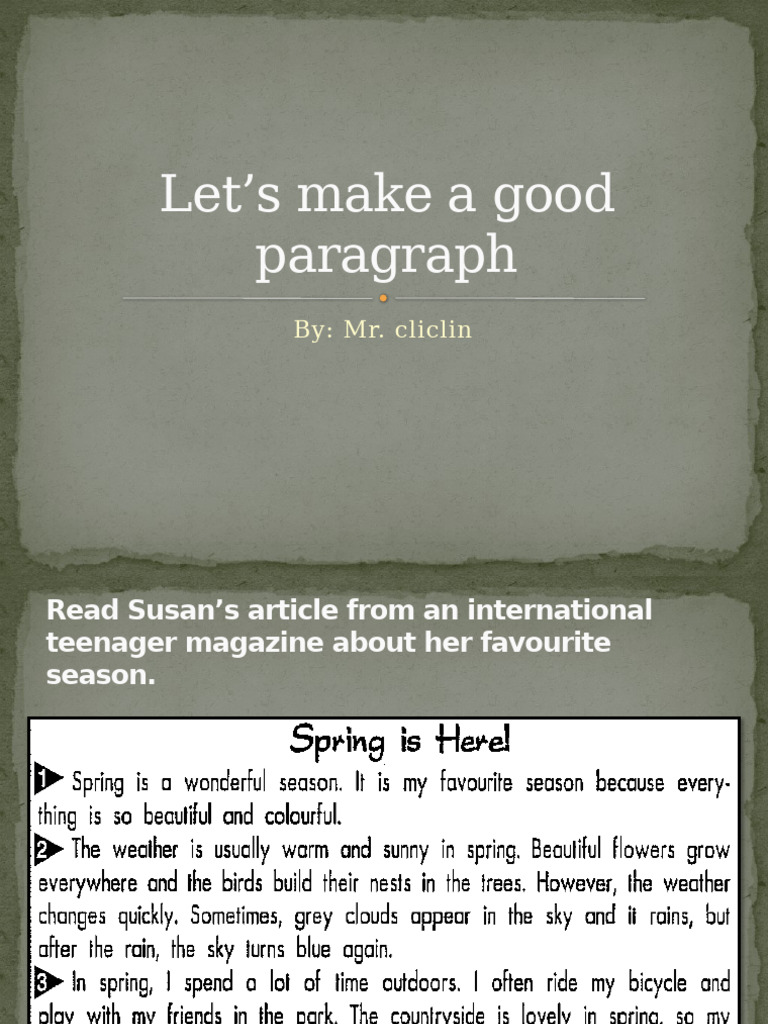 Let's Make A Good Paragraph | PDF