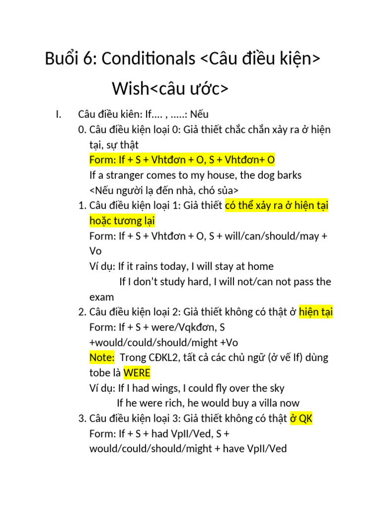 Bu I 6: Conditionals Wish | PDF