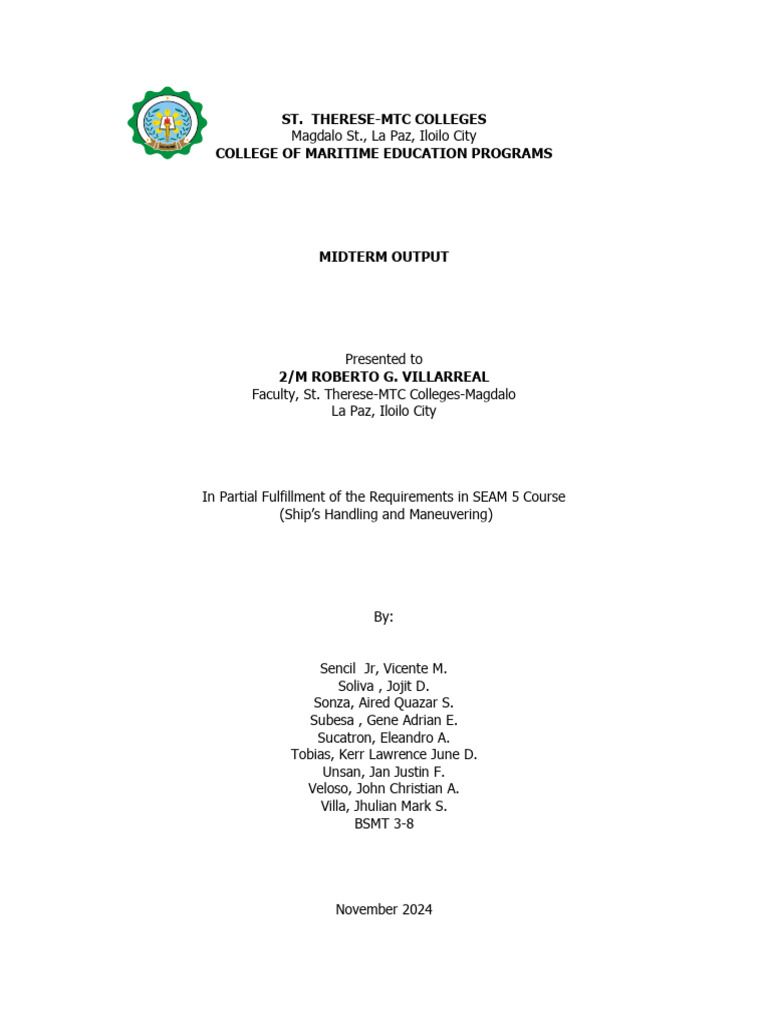 Seam 5 Midterm. Group 4 | PDF | Ships | Watercraft