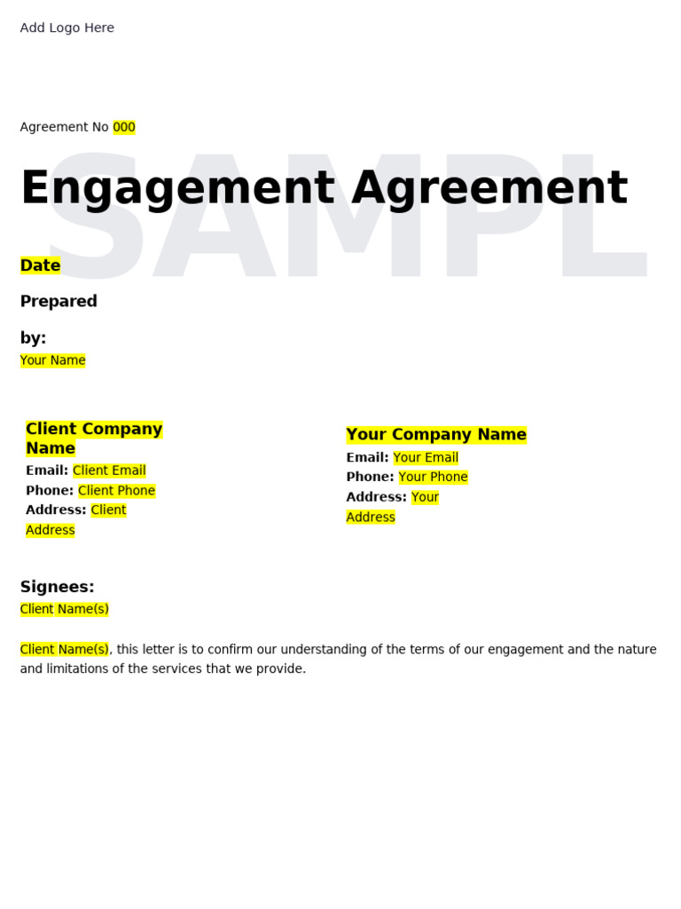 Engagement Agreement Template | PDF | Indemnity | Legal Liability