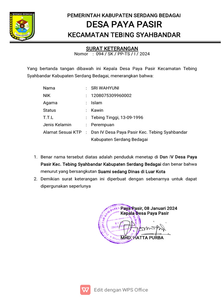 Surat Keterangan Desa | PDF