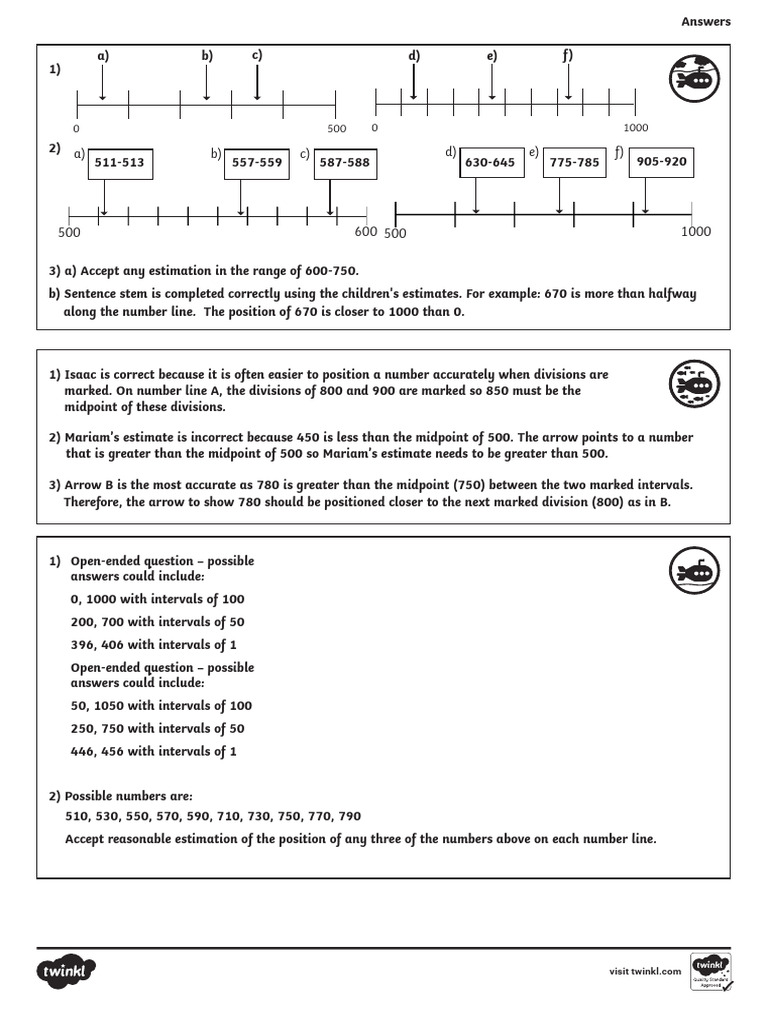 Estimating Numbers on a Number Line | PDF