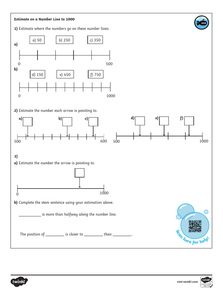 Estimating On A Number Line To 1000 - Horizontal | PDF