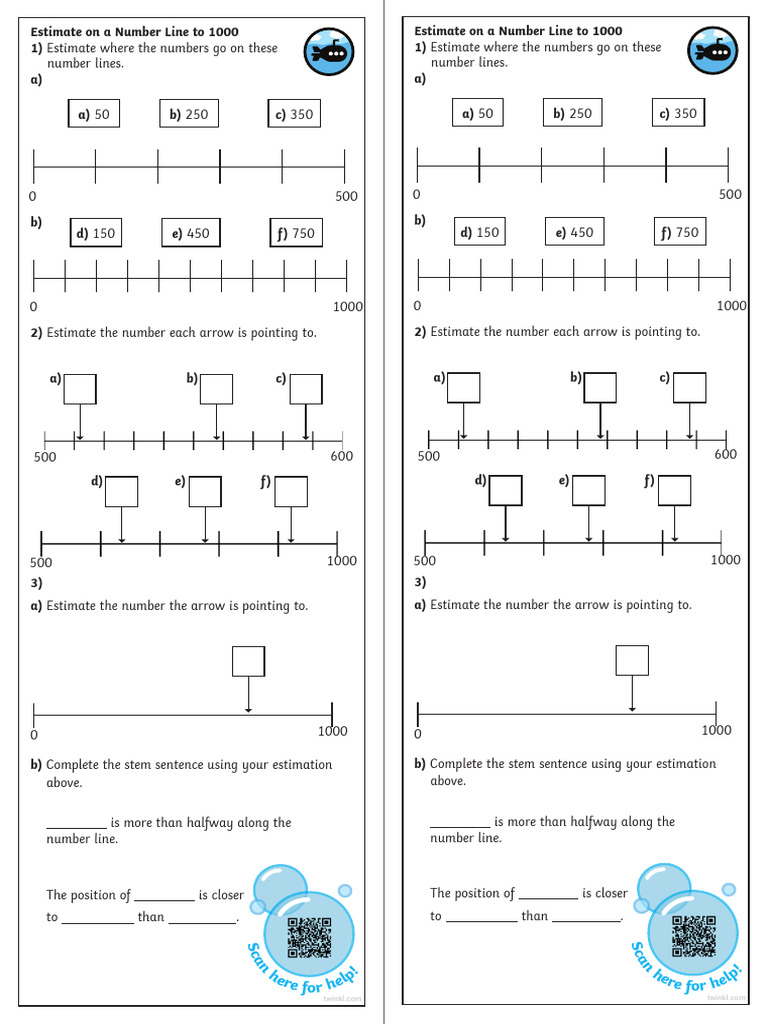 Estimating on a Number Line to 1000 | PDF