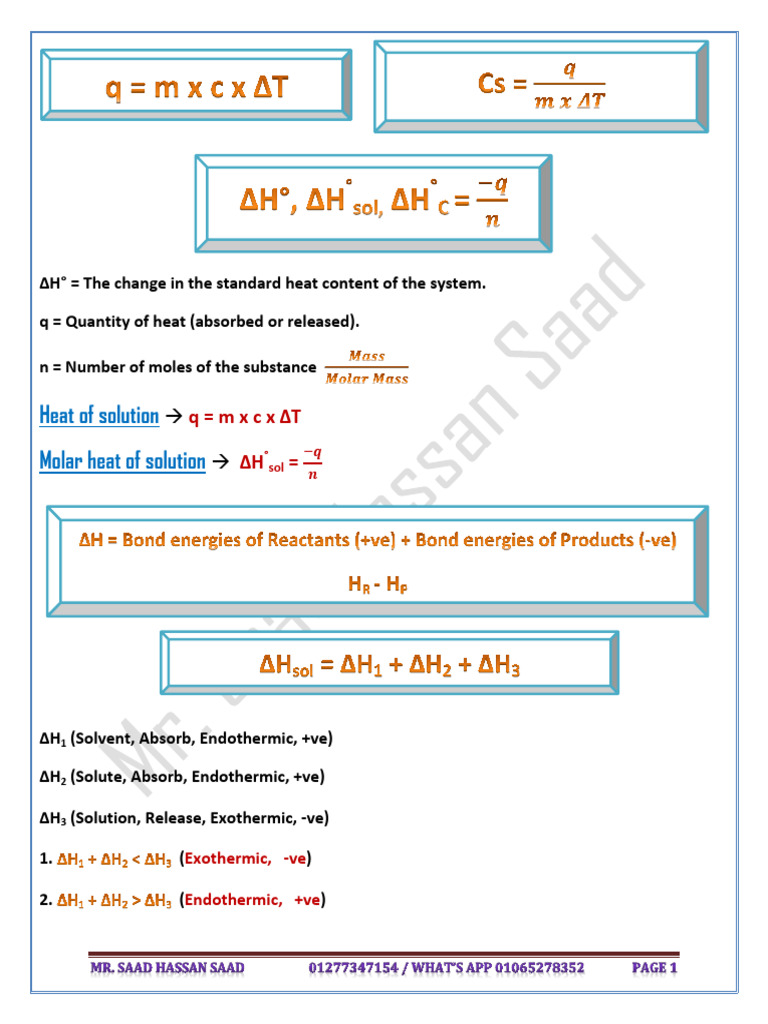 Chemistry Senior One Final Revision | PDF
