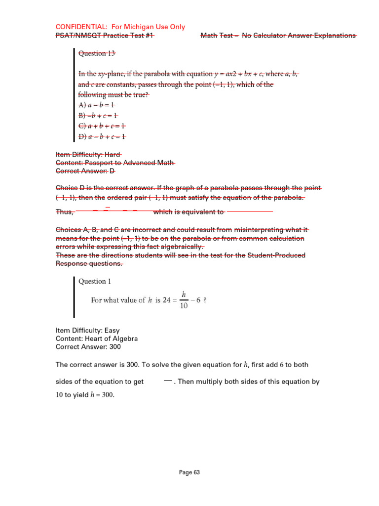 Psat Math Grid in Explanation | PDF | Mathematics | Algebra