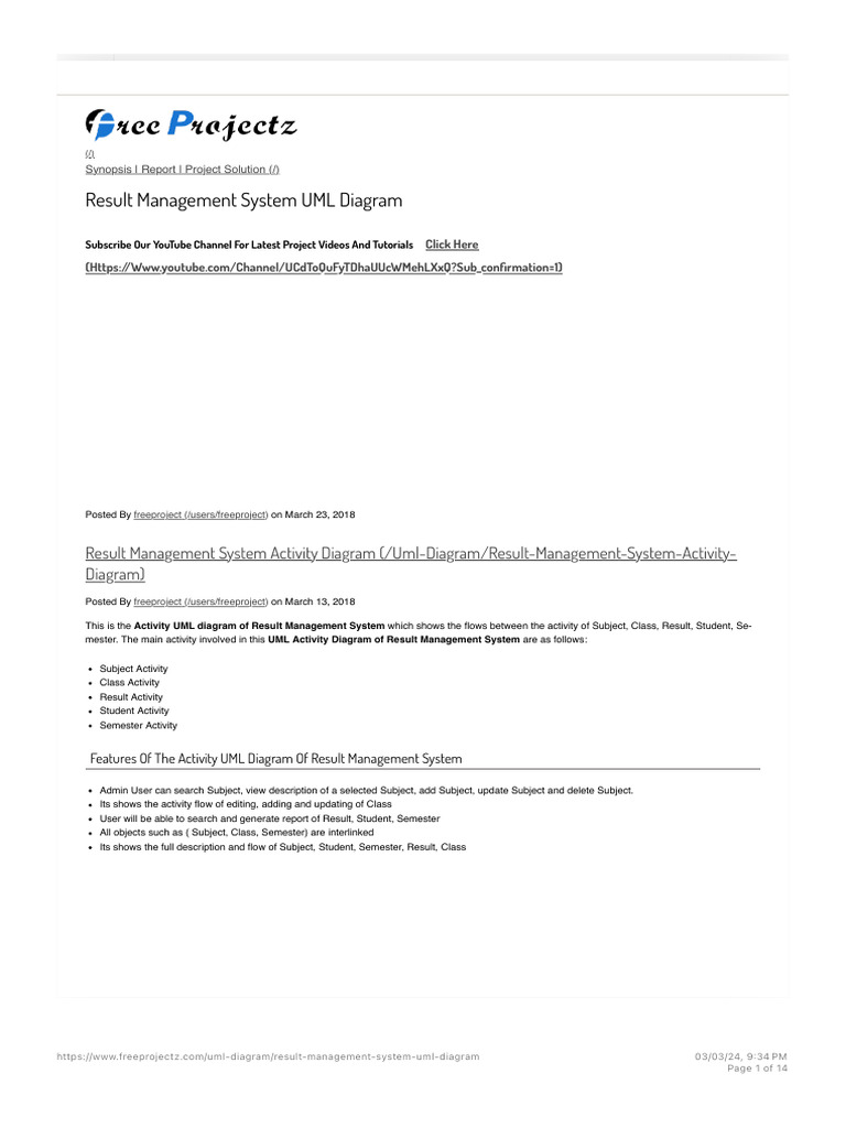Result Management System UML Diagram FreeProjectz | PDF | Computing ...