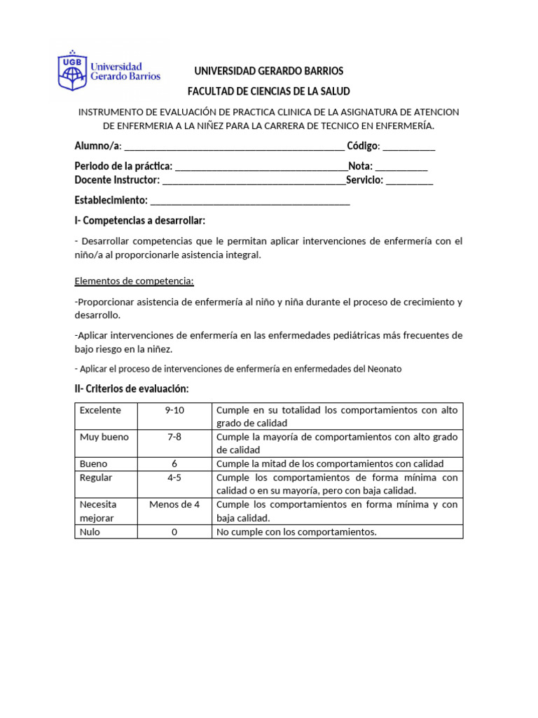 Instrumento de Evaluación AEN SP | PDF | Enfermería | Abuso infantil