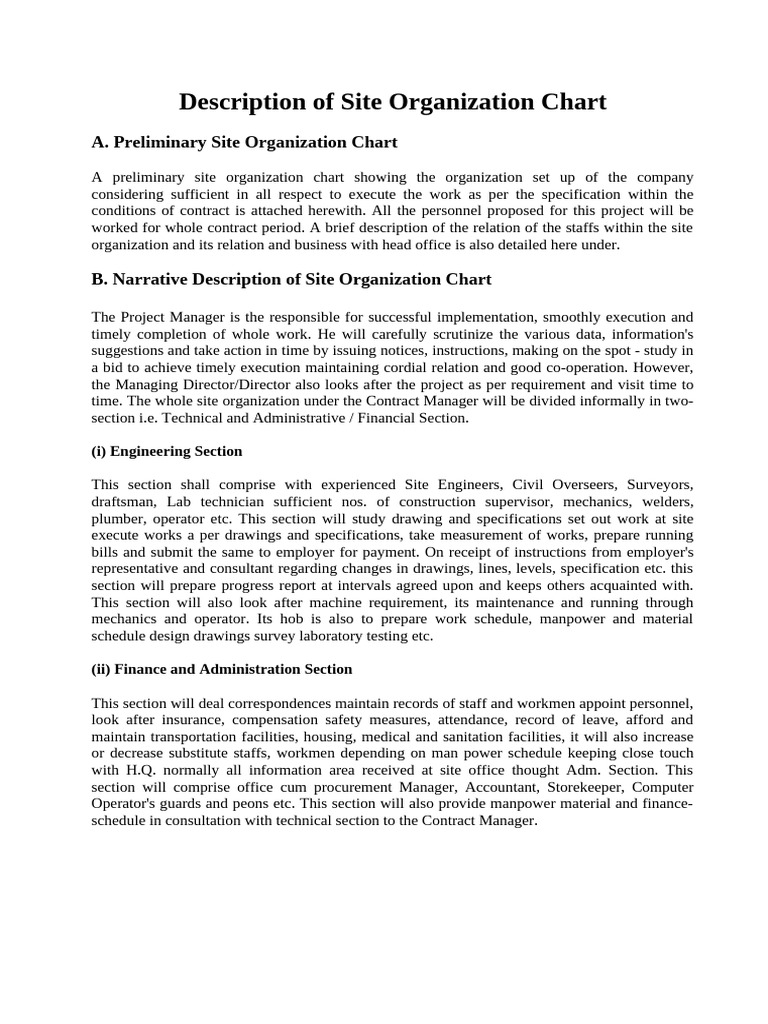 Description of Site Organization Chart | PDF | Specification (Technical ...