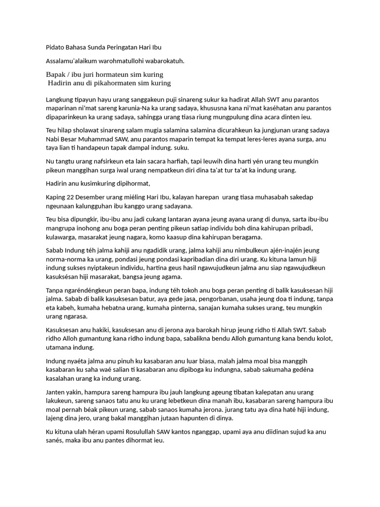 Pidato Bahasa Sunda Peringatan Hari Ibu 2 | PDF