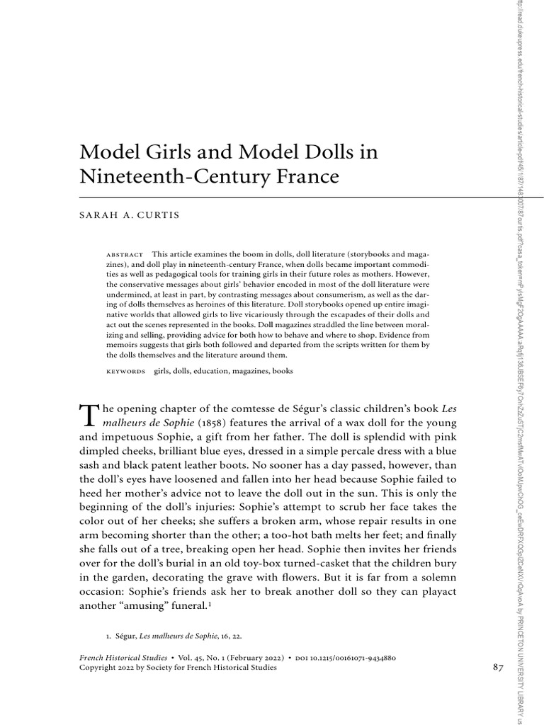 Curtis, "Model Girls and Model Dolls in Nineteenth-Century France ...