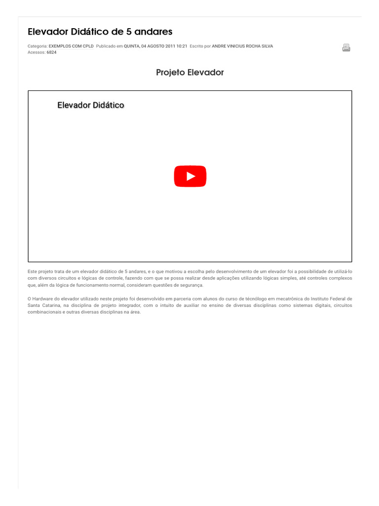 Elevador Didático de 5 Andares - Portal - FPGA para Todos | PDF | Mordeu | Lógica