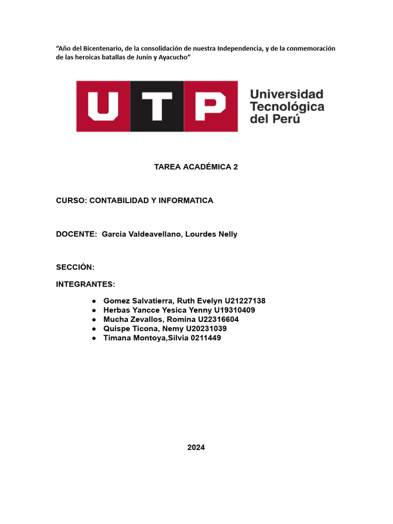 Ta2 Conta Infor | PDF | Contabilidad | Estado financiero