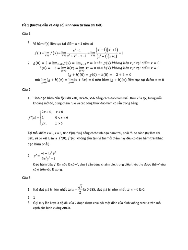 Ðáp S_ D_ Thi M_u 1.Docx - Hướng Dẫn Và Đáp Số Đề Thi Mẫu Số 1 | PDF