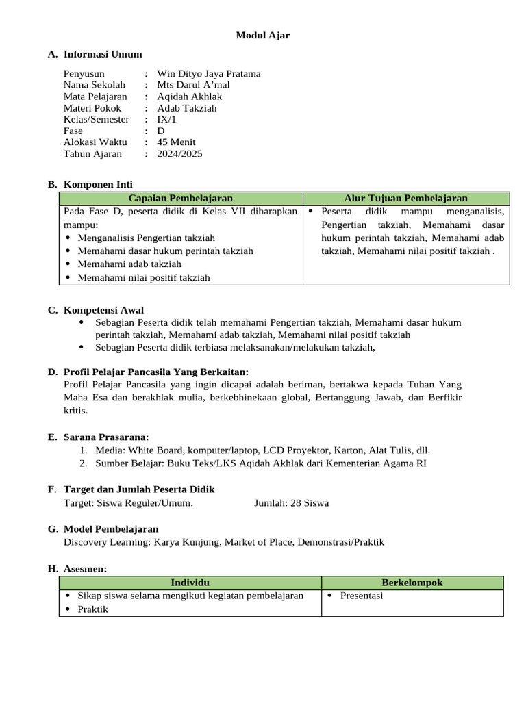 Win Dityo Jaya Pratama Modul Ajar | PDF