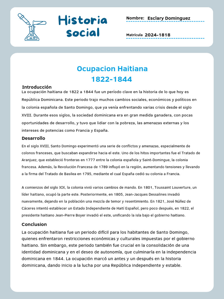 Ocupación Haitiana: Impacto 1822-1844 | PDF | Historia