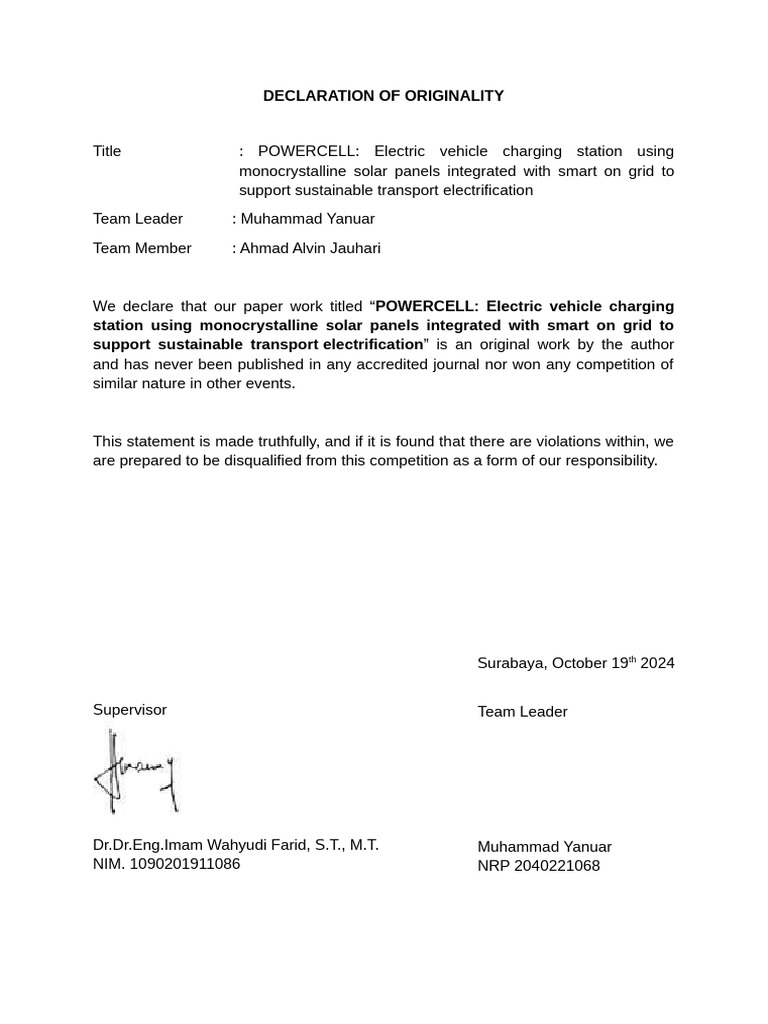 Declaration of Originality | PDF