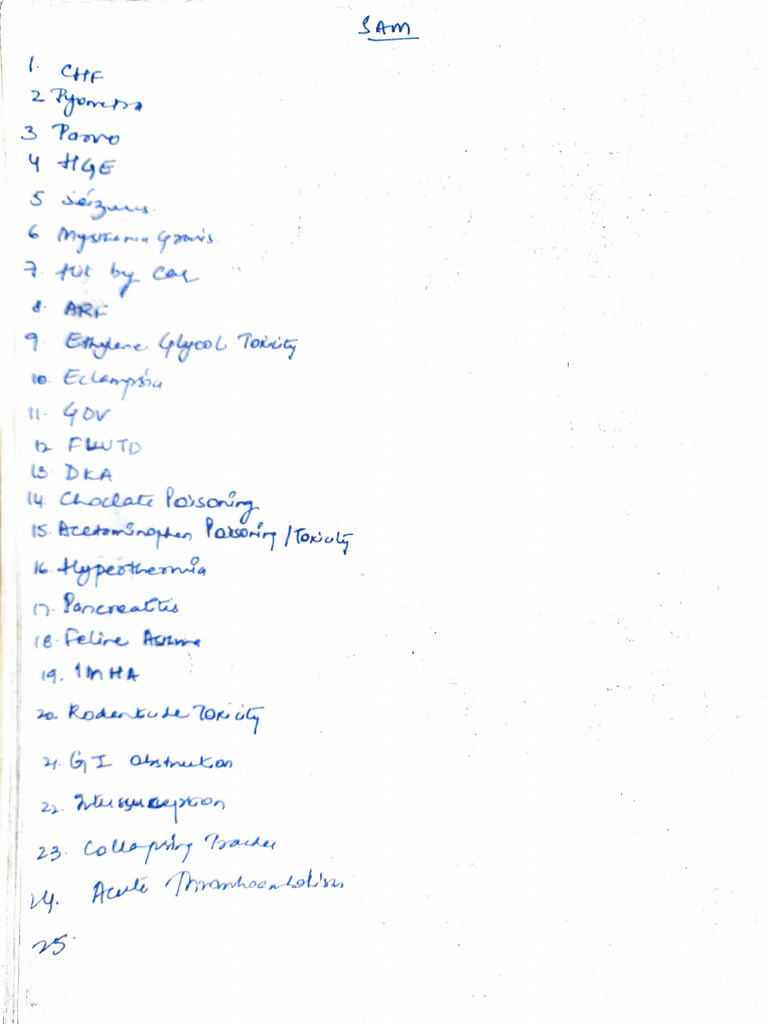 SAM Disease List | PDF