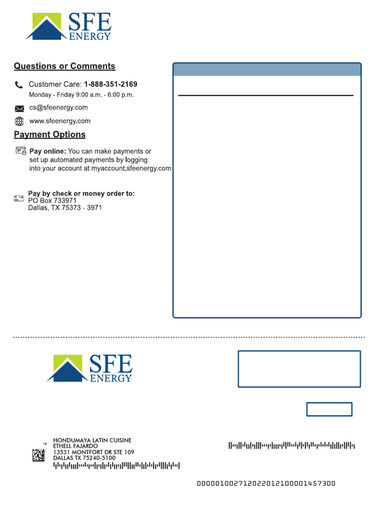 HonduMaya Latin Cuisine Energy Invoice | PDF