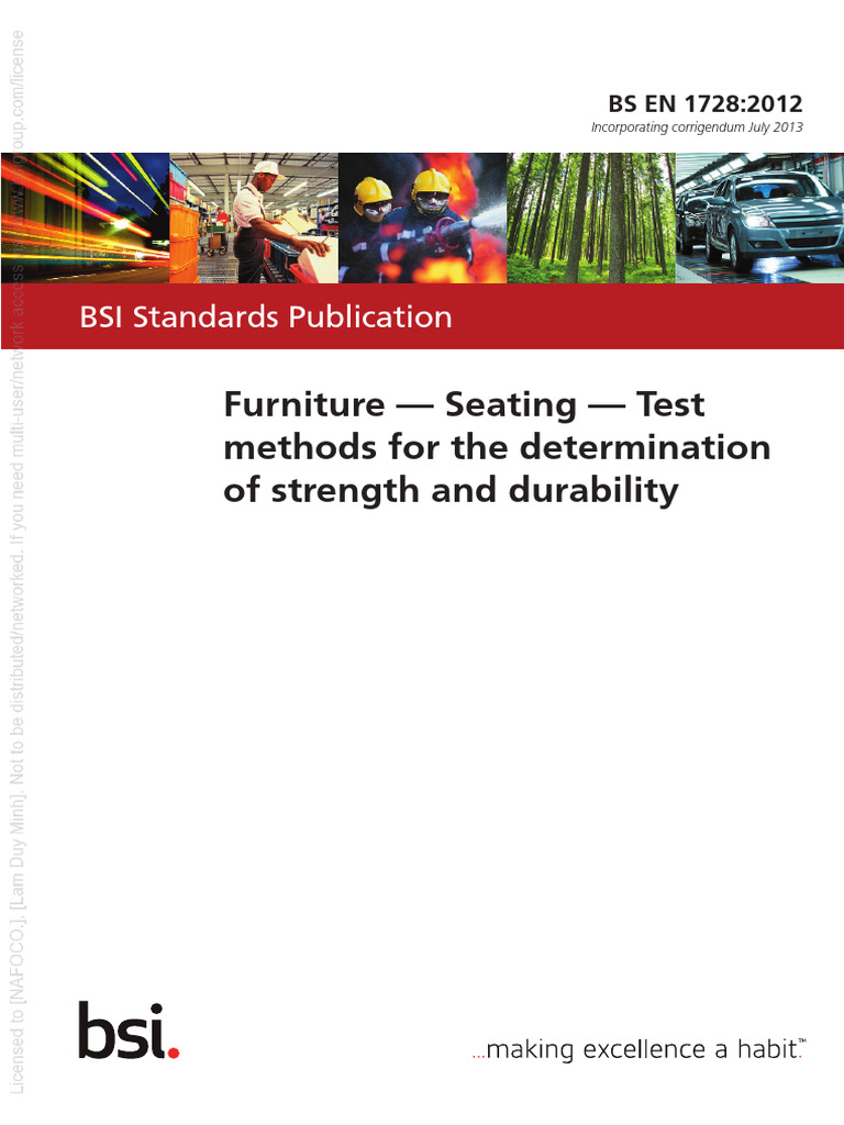 BS EN 1728:2012 Furniture Strength Standards | PDF | Chair | Force