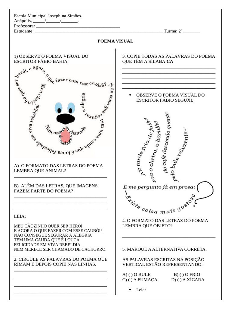 Poema Visual Atividade Do Portfolio | PDF