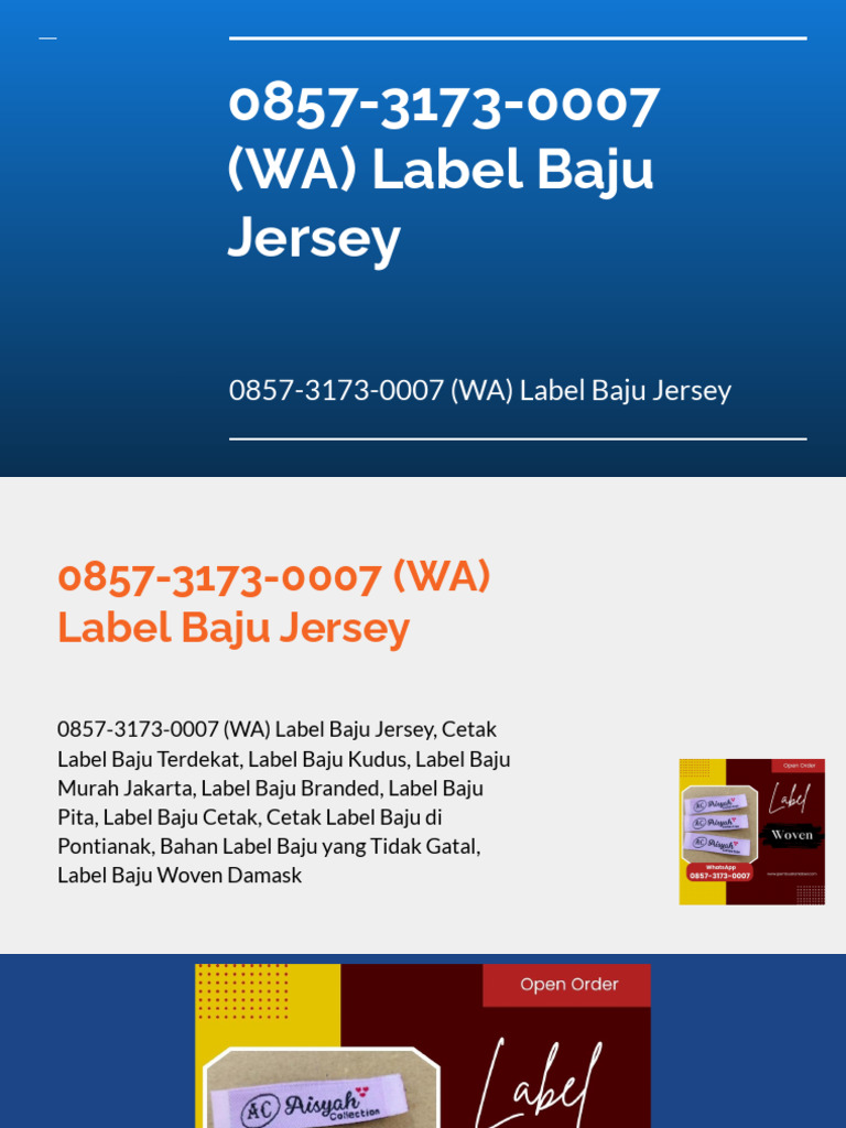 0857-3173-0007 (WA) Label Baju Jersey | PDF