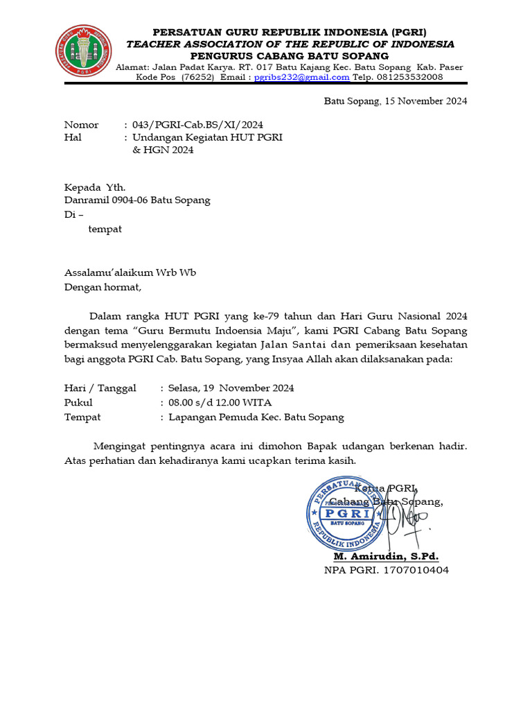 Undangan Untuk Danramil | PDF