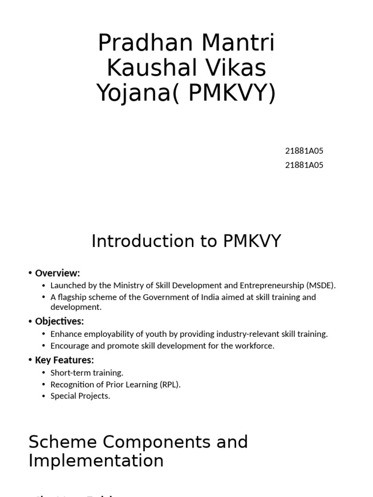 Pradhan Mantri Kaushal Vikas Yojana (PMKVY) | PDF