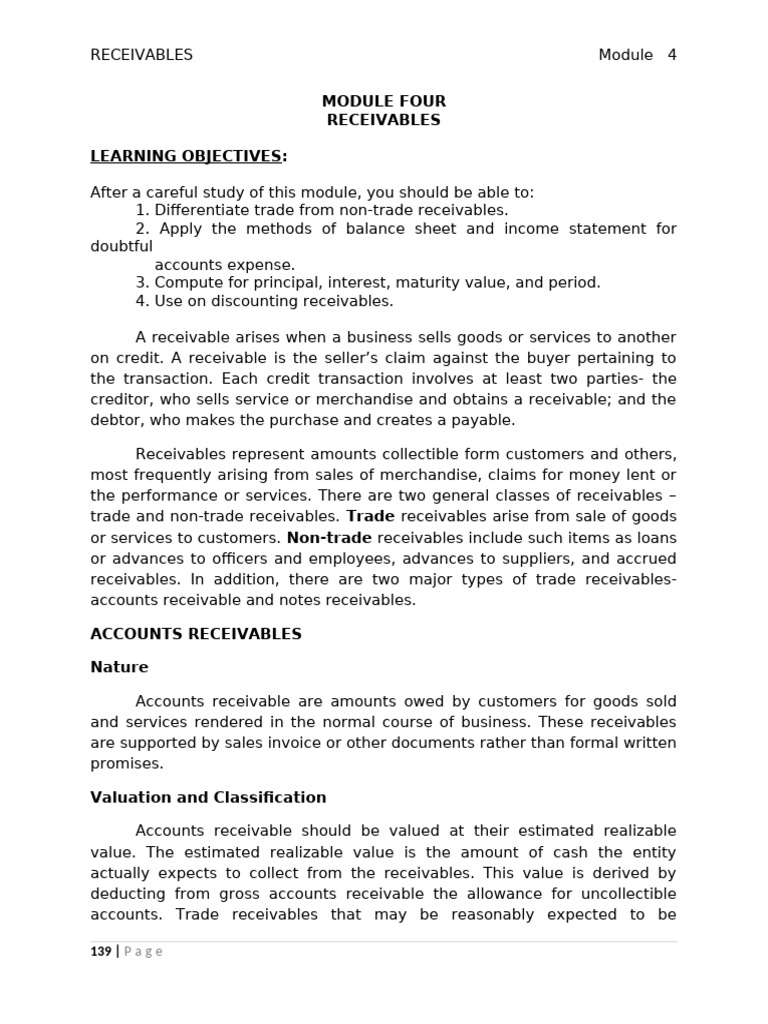 Module On Receivables Fabm2 | PDF | Debits And Credits | Negotiable Instrument