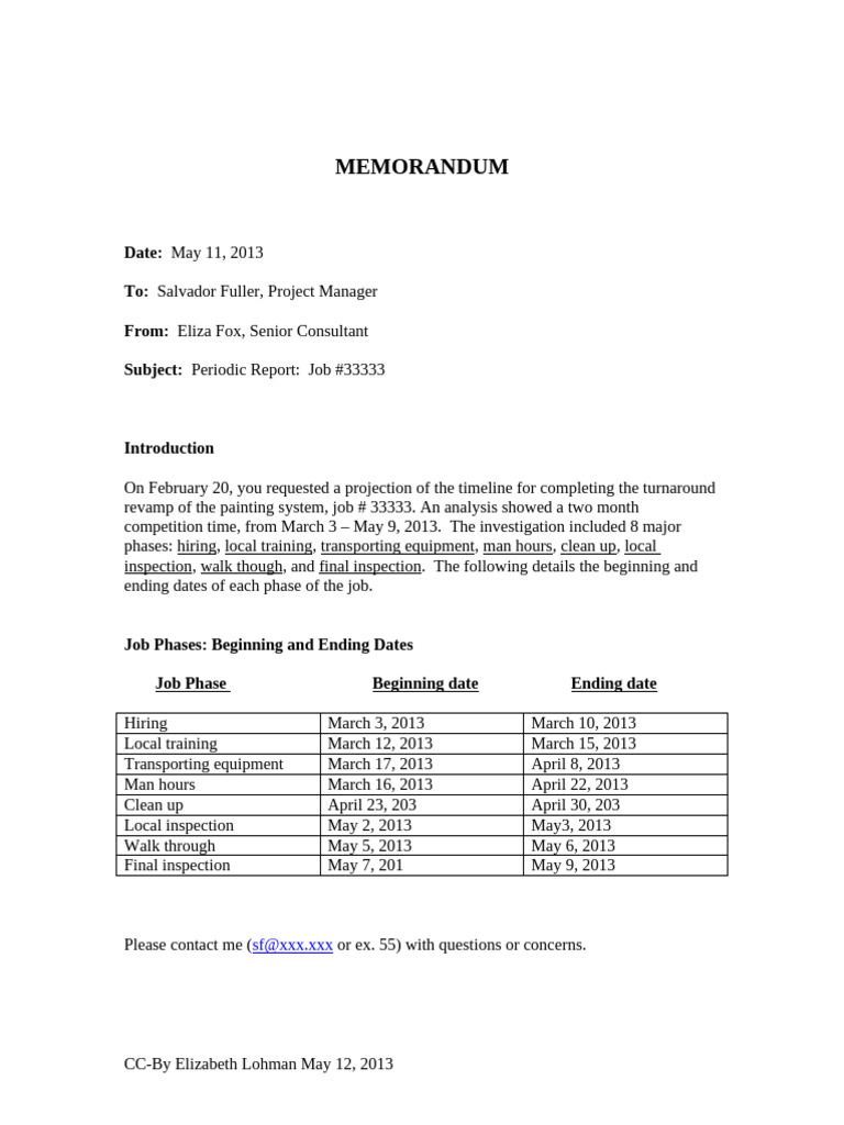 Periodic Report for Job #33333 | PDF