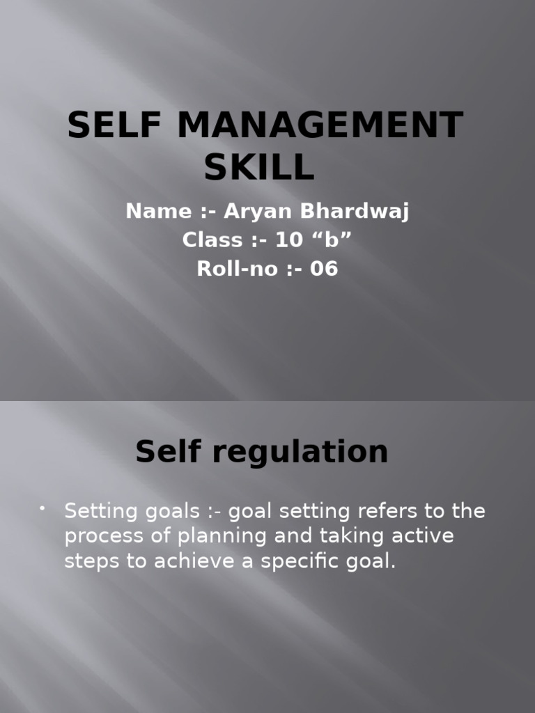 Self Management Skill | PDF