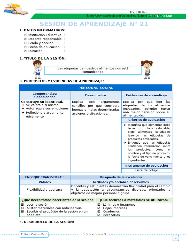 Sesiones de Aprendizaje - EDA IX Semana 3 - Editora Quipus Perú | PDF | Evaluación | Aprendizaje