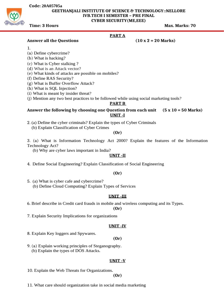 Pre Final IV I Ece Cyber Security Ece | PDF | Computers | Technology & Engineering
