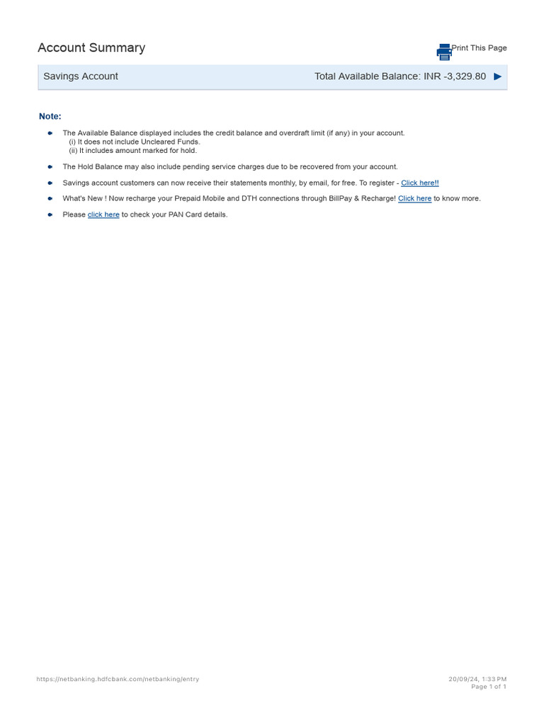 Welcome To HDFC Bank NetBanking | PDF