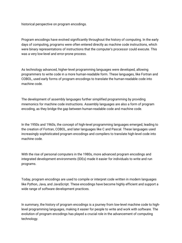Historical Perspective On Data Encoding | PDF | Computer Program ...
