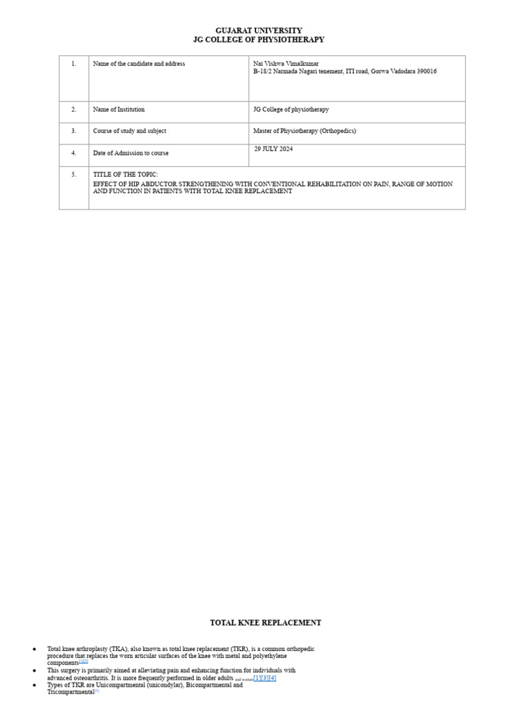 Hip Abductor Strengthening Post-TKR Study | PDF | Physical Therapy | Hip