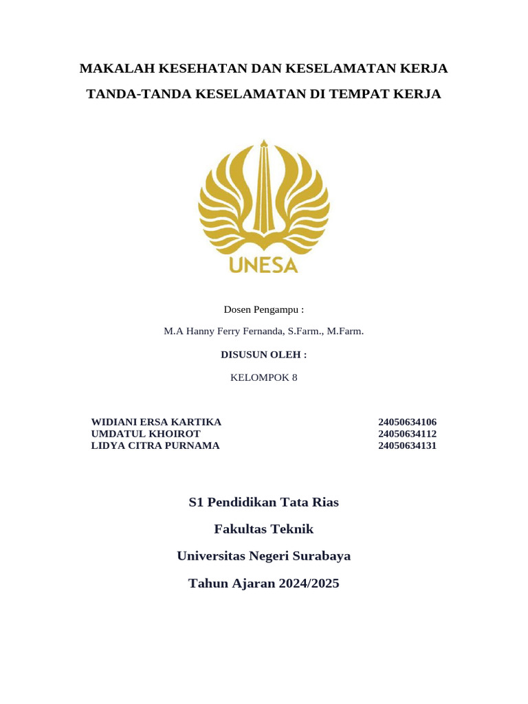 Makalah Keselamatan Kerja K3 | PDF | Teknologi & Rekayasa