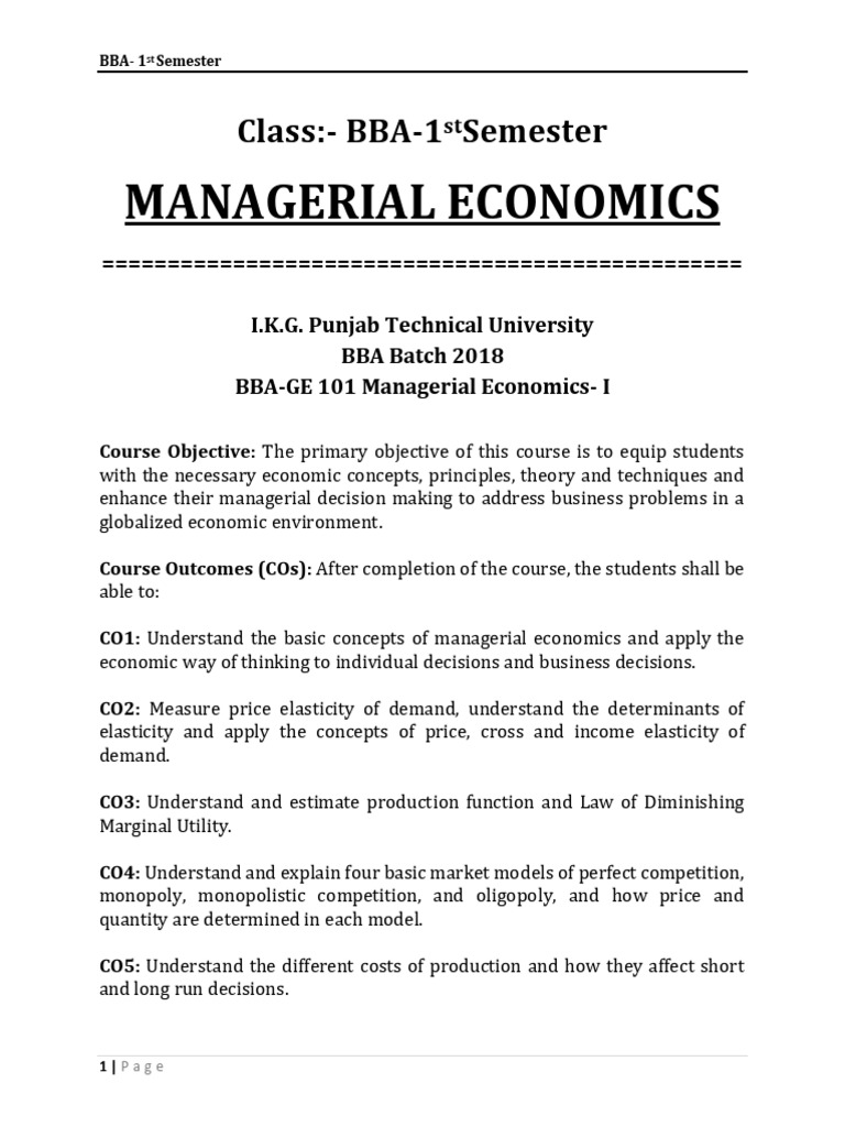 Me Bba 1ST Sem | PDF | Economics | Macroeconomics