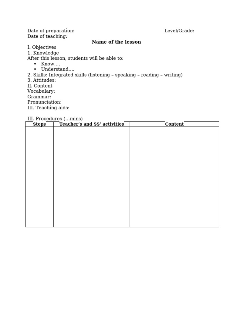 4 Lesson Plan | PDF | Foreign Language Studies