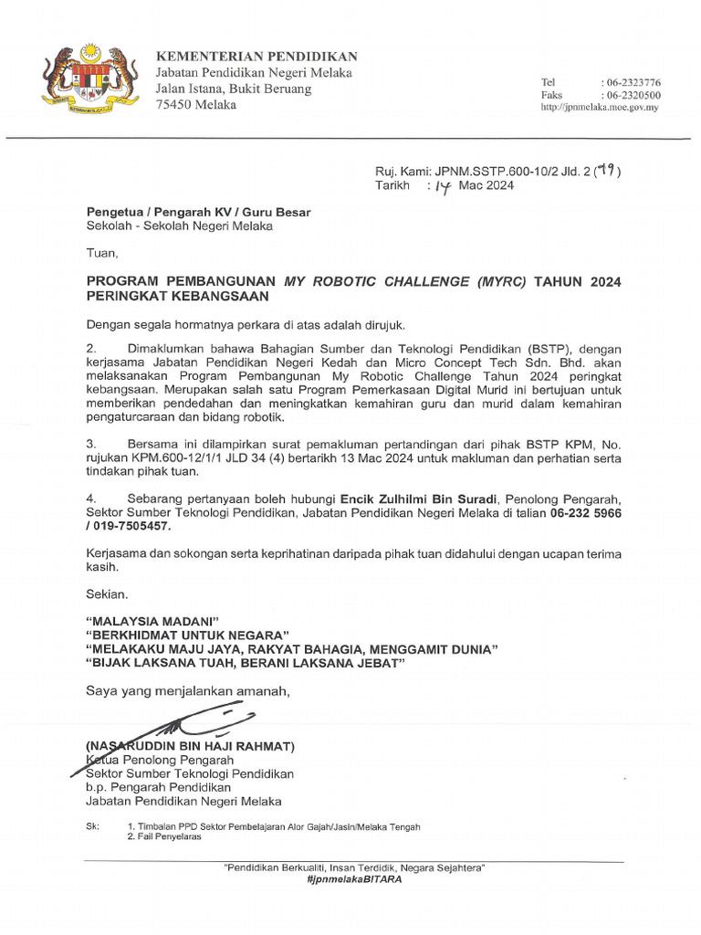 Program Pembangunan My Robotic Challenge 2024 | PDF