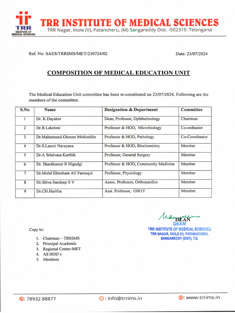 Medical Education Unit Committee | PDF