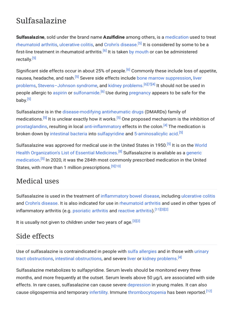 Sulfasalazine | PDF | Clinical Medicine | Drugs
