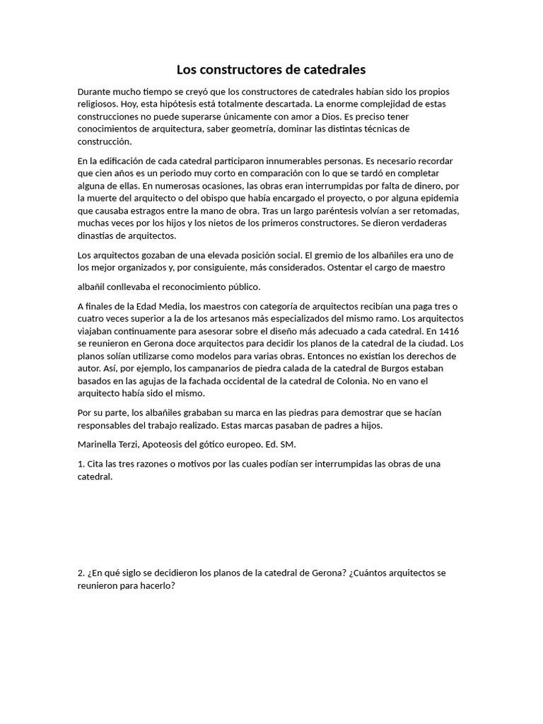 Los Constructores de Catedrales | PDF | Arquitecto | Catedral