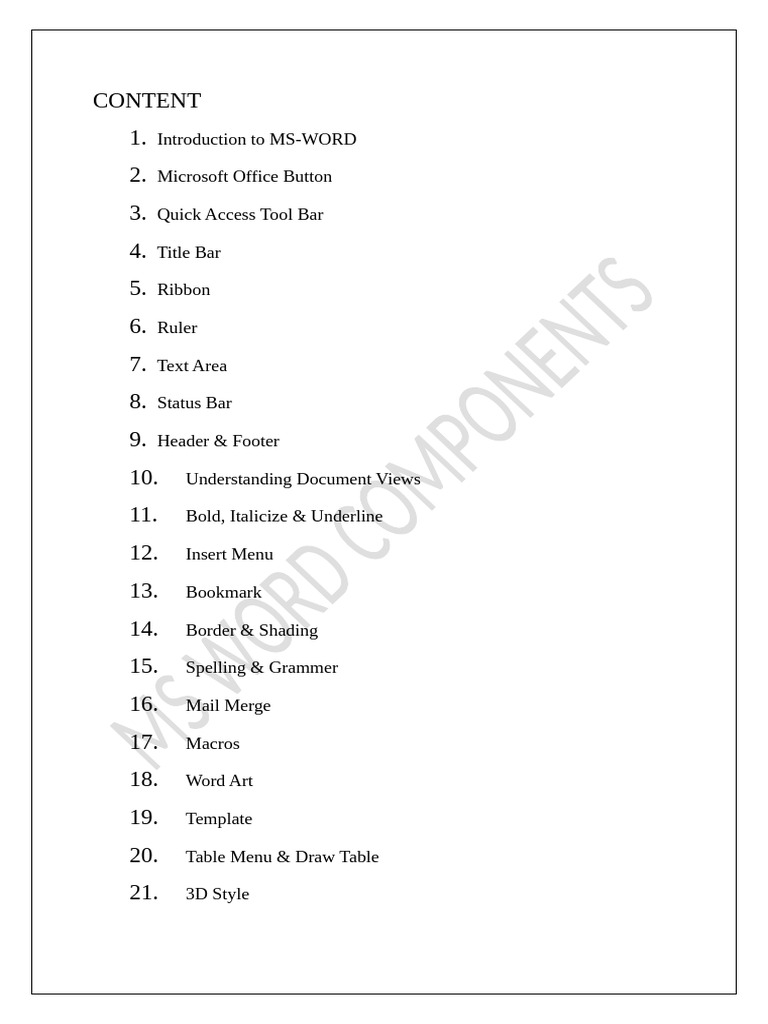 Ms Word Content | PDF
