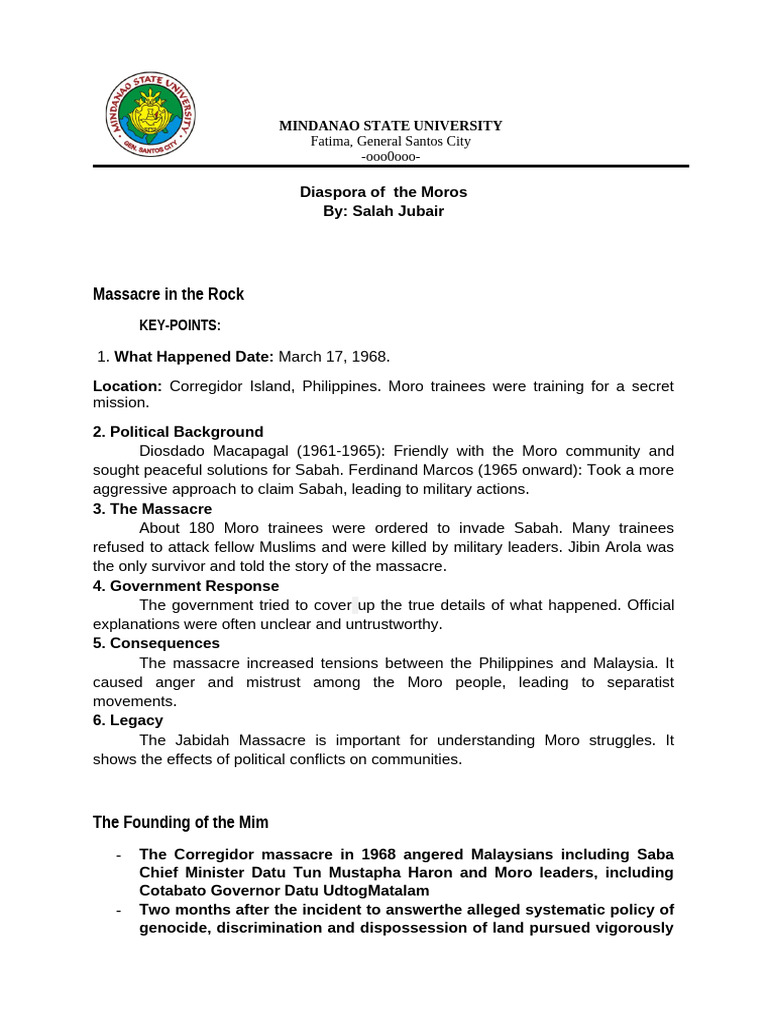 Jabidah Massacre and Moro Resistance | PDF | Politics