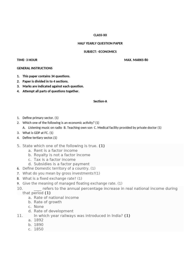 ECONOMICS 40 MARKS Scribd | PDF | Exports | Income