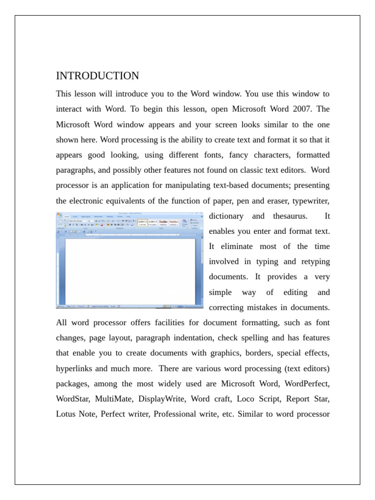 Introduction to Microsoft Word 2007 | PDF | Microsoft Word | Window ...