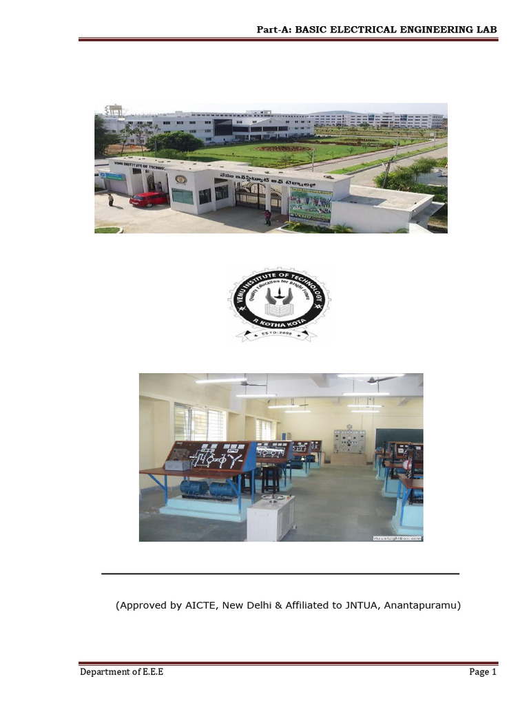 Basic Electrical Engineering Lab Manual | PDF | Electric Motor | Electrical Network